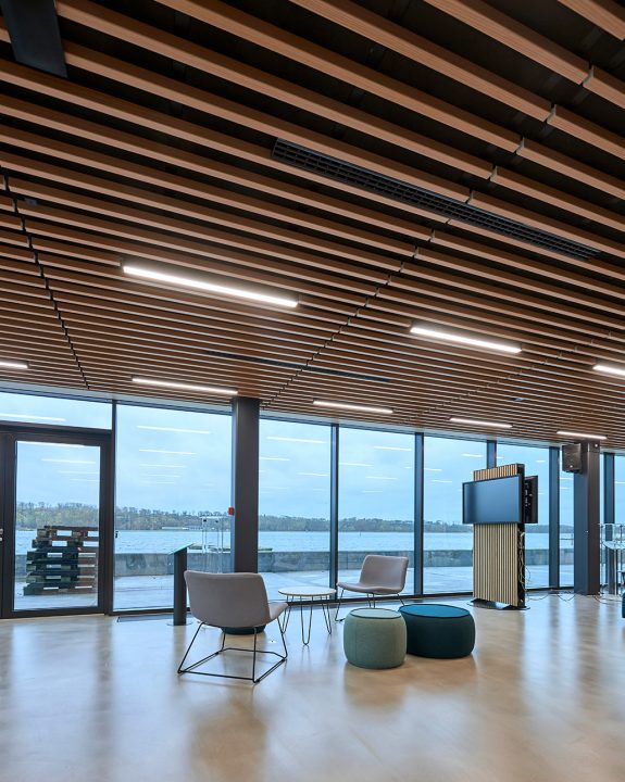 Slatted Timber Ceiling in Oregon Pine Veneer | Gustafs Scandinavia