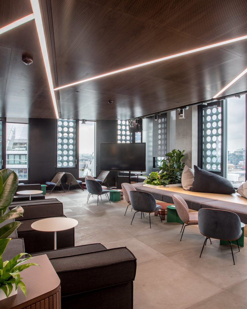 Office With Suspended Acoustic Wood Ceiling | Gustafs Scandinavia