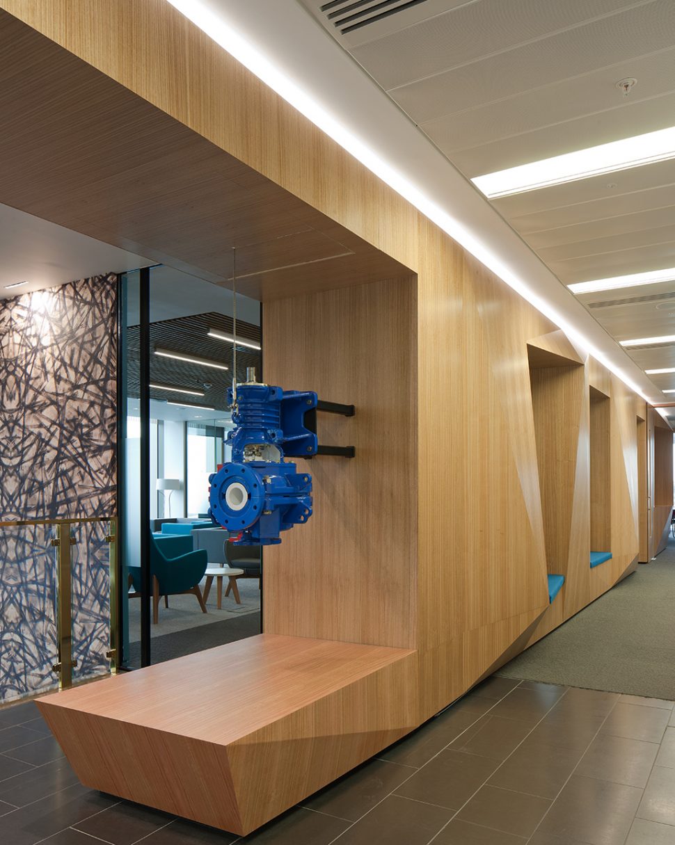 Eucalyptus veneered wall panels in Office | Gustafs Scandinavia