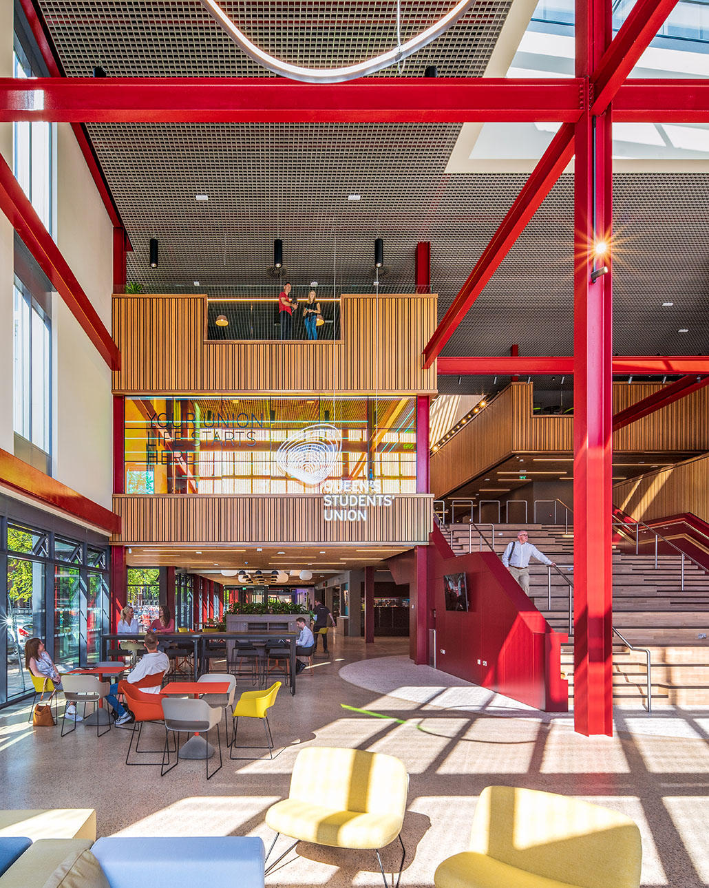 Walnut ribs and panels in university's student centre | Gustafs Scandinavia